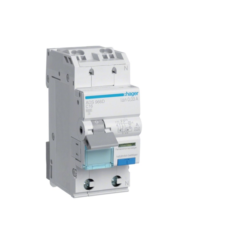 Hager ADS966D FI/LS 1P+N 6kA C-Charakteristik 16A 30mA